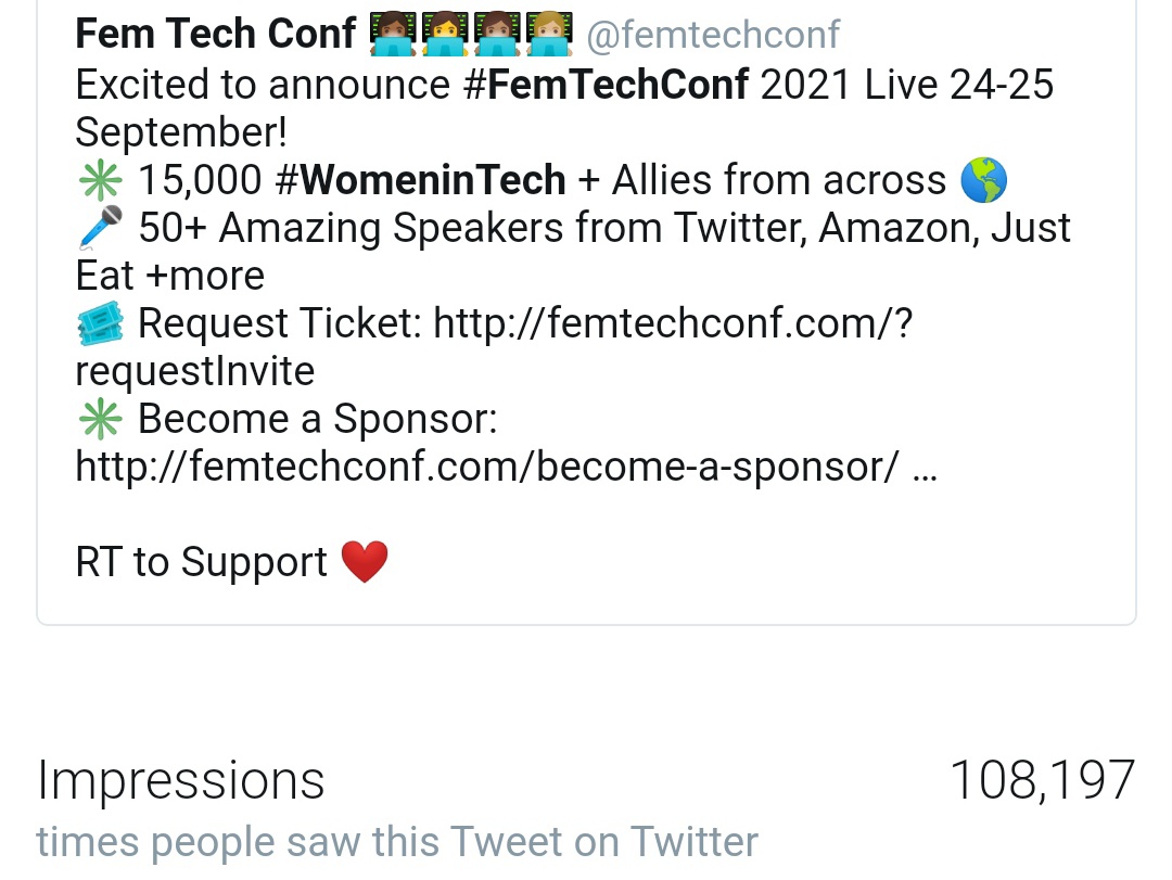 Fem Tech Conf 👩🏾‍💻👩‍💻👩🏽‍💻👩🏼‍💻 on Twitter: "The #FemTechConf community are incredible🥰. Thank you ...