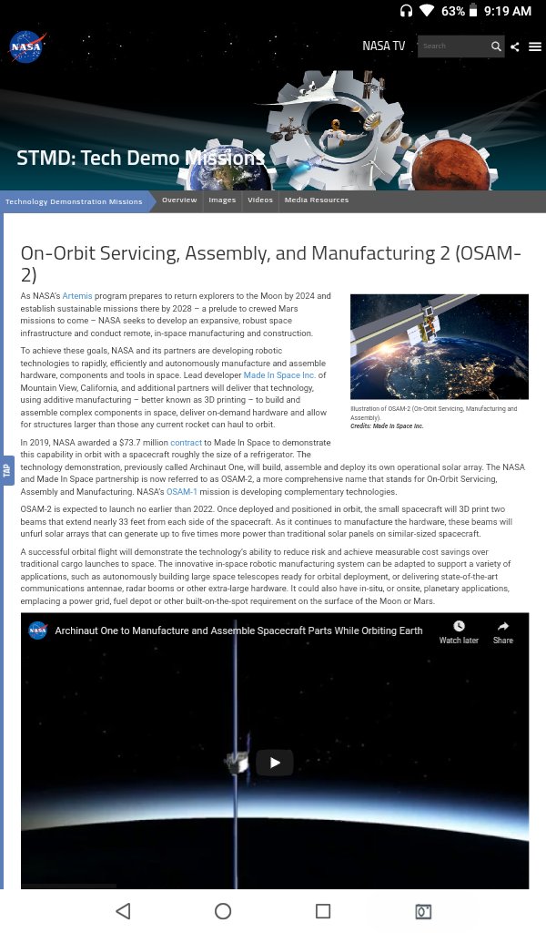 Future Spaces on Twitter: "On-Orbit Servicing, Assembly, and Manufacturing 2 (OSAM-2) __ ¹²https ...