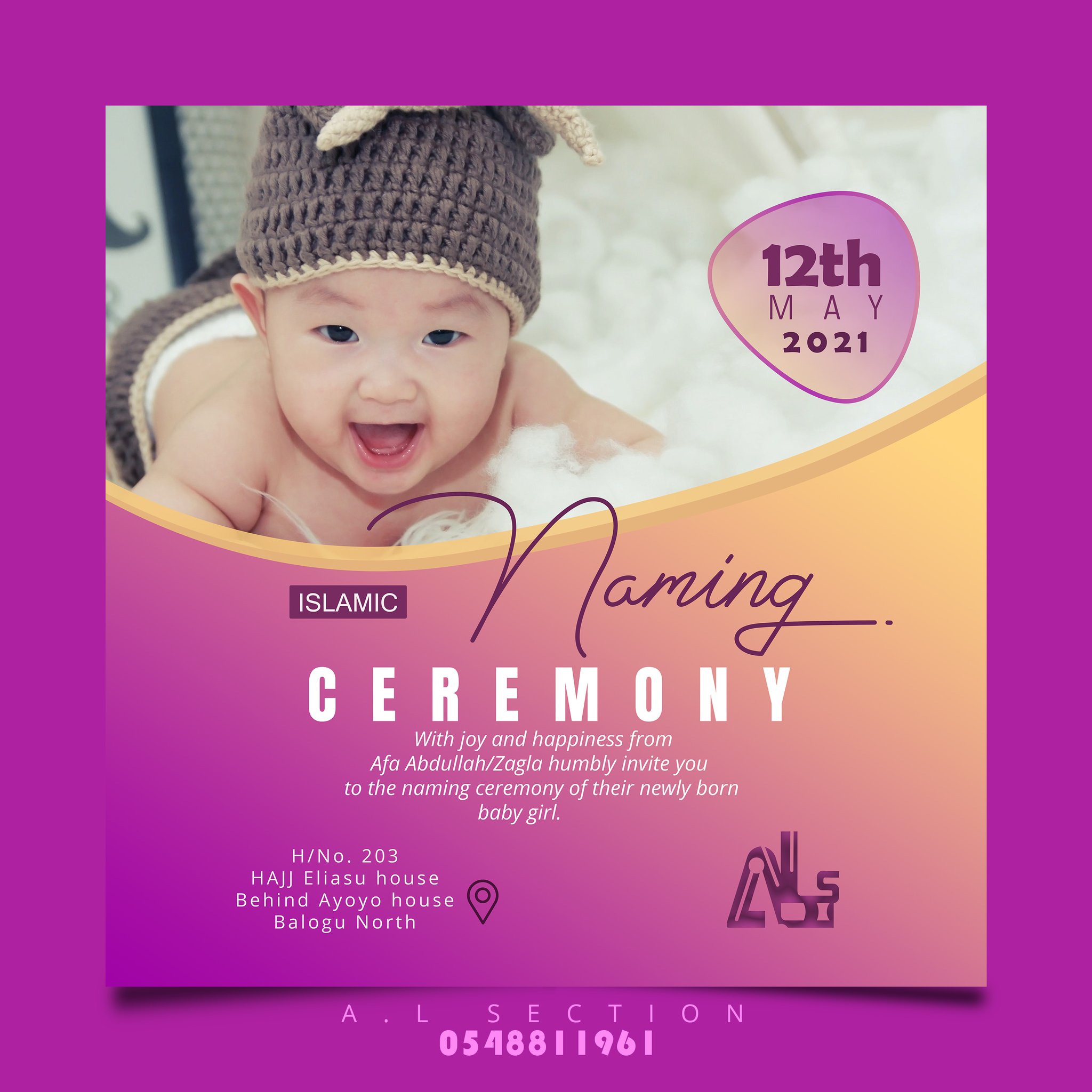Naming Ceremony Invitation Card Designs