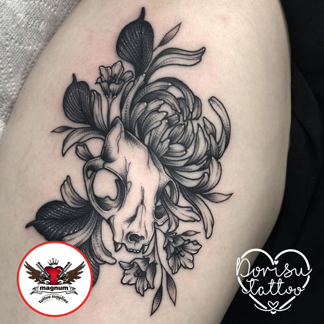 Cat Skeleton Tattoo