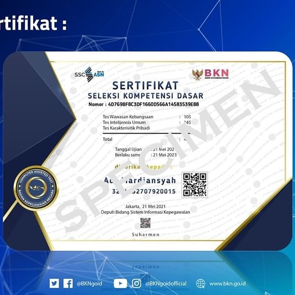 Sertifikat Seleksi Kompetensi Dasar (SKD) dengan CAT BKN Seleksi ASN ... Sertifikat Seleksi Kompetensi Dasar (SKD) dengan CAT BKN Seleksi ASN ...