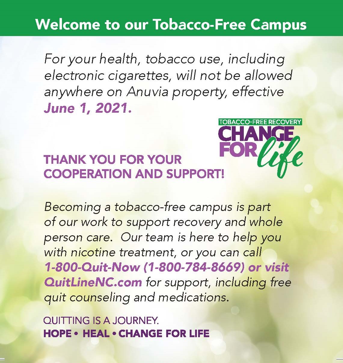 TobaccoFreeMeck on Twitter: "As of today, all campuses of @AnuviaPRC ...