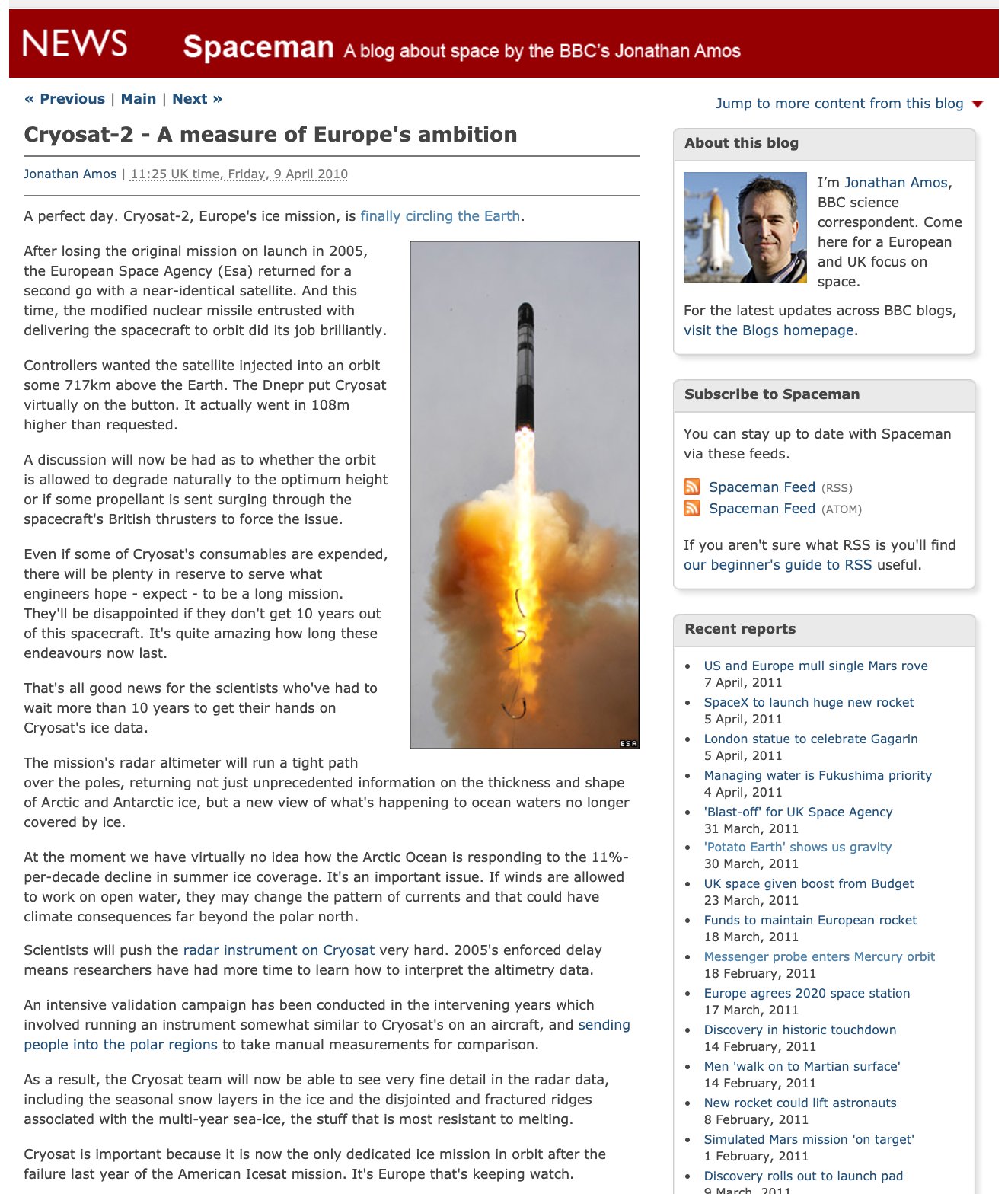 Jonathan Amos on Twitter: "The 10th anniversary conference for @esa_cryosat starts today. Out of ...