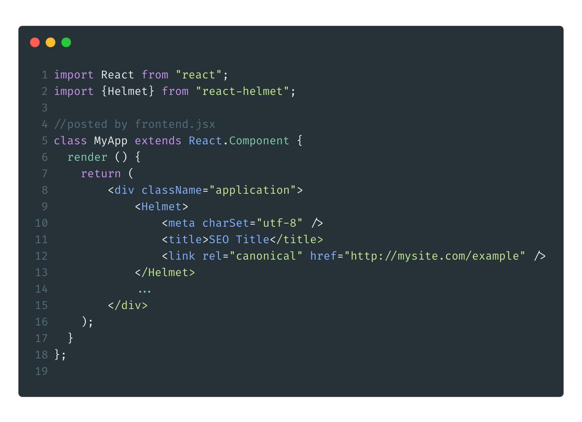 Frontendjsx On Twitter React Js Tip React Helmet An Npm Plugin That Helps To Add Meta Tags
