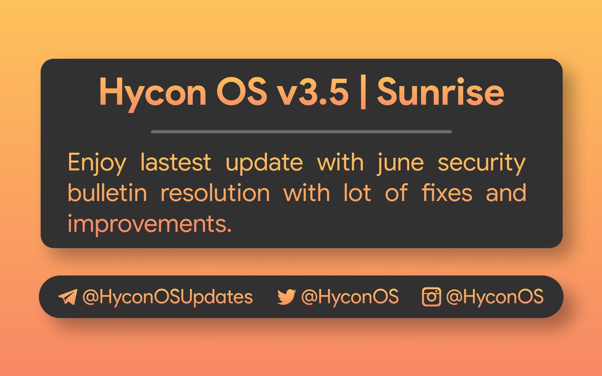Hycon OS on Twitter: "Hycon OS V3.5 | Sunrise Is Available Now With Lot Of Fixes , Improvements ...