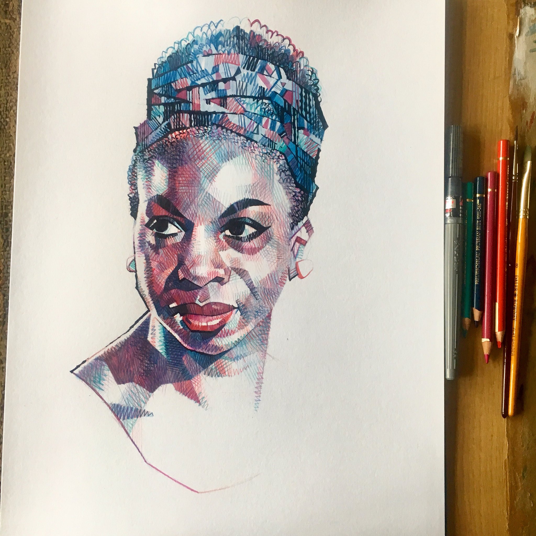 Watercolor And Pen Portraits