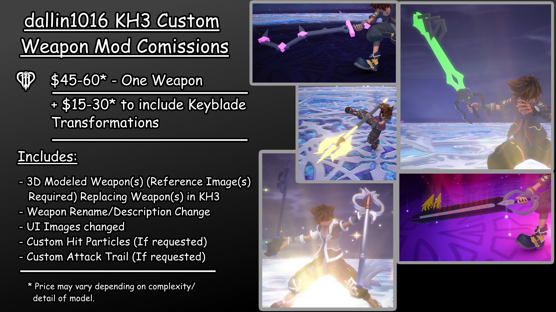 Dallin ※ KINGDOM HEARTS IV on Twitter: "I'm now accepting commissions for KH3 Custom Weapon Mods ...