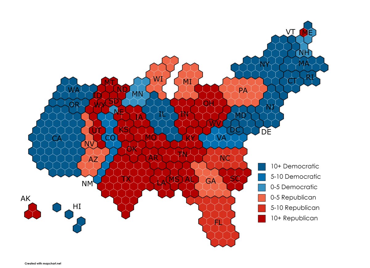 Cartogram map of the 2020 presidential election adjusted for PVI : r ...