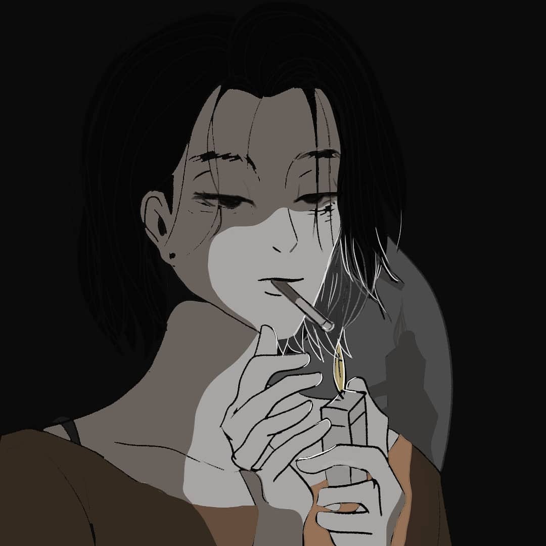 Sad Girl Smoking Drawing