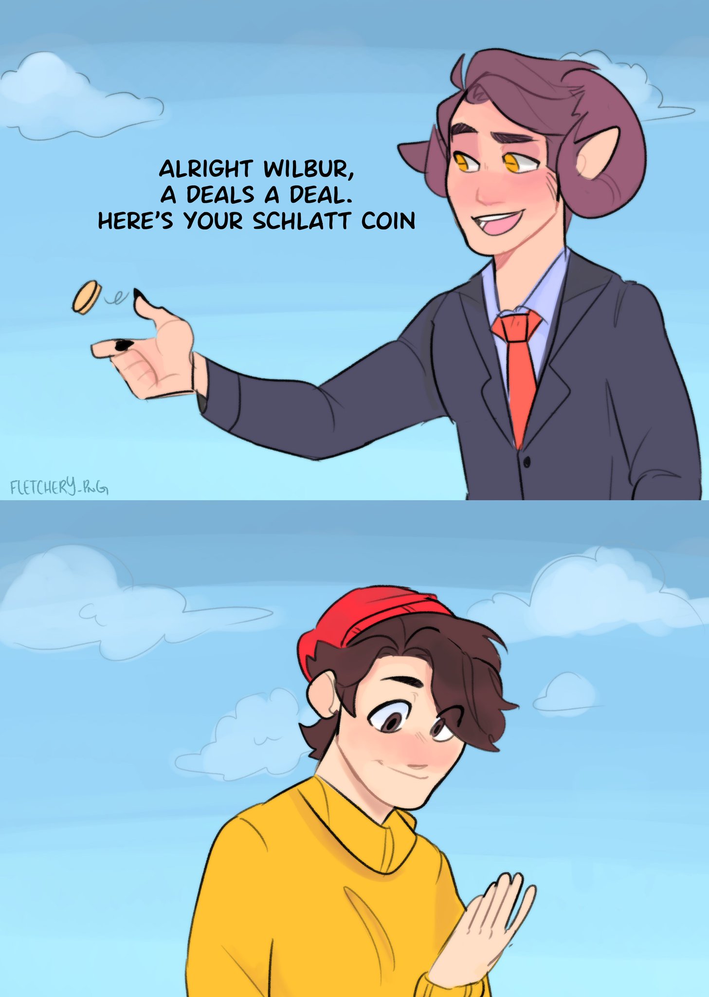 Fletcher // Demon Vtuber on Twitter: "Schlatt coin (Sorry I half assed the background) #jschlatt ...