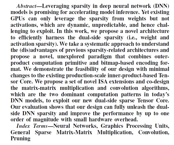 OGAWA, Tadashi on Twitter: "=> "Dual-side Sparse Tensor Core", ISCA 2021 PDF https://t.co ...