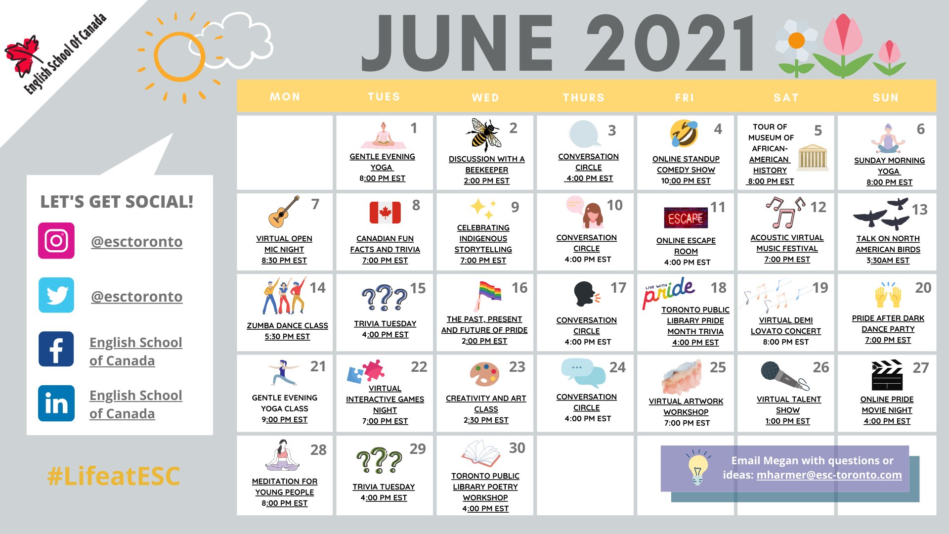 English School of Canada on Twitter: "Have you seen the June Activities calendar yet? Take a ...