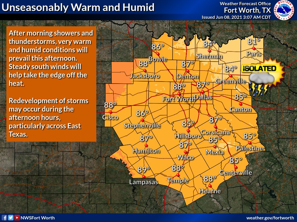 Nws Fort Worth On Twitter More Showers And Storms Today Especially