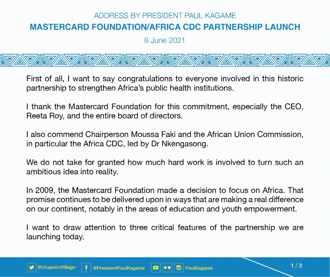 Presidency | Rwanda on Twitter: "“There is a long-term vision to build Africa’s capacity to ...