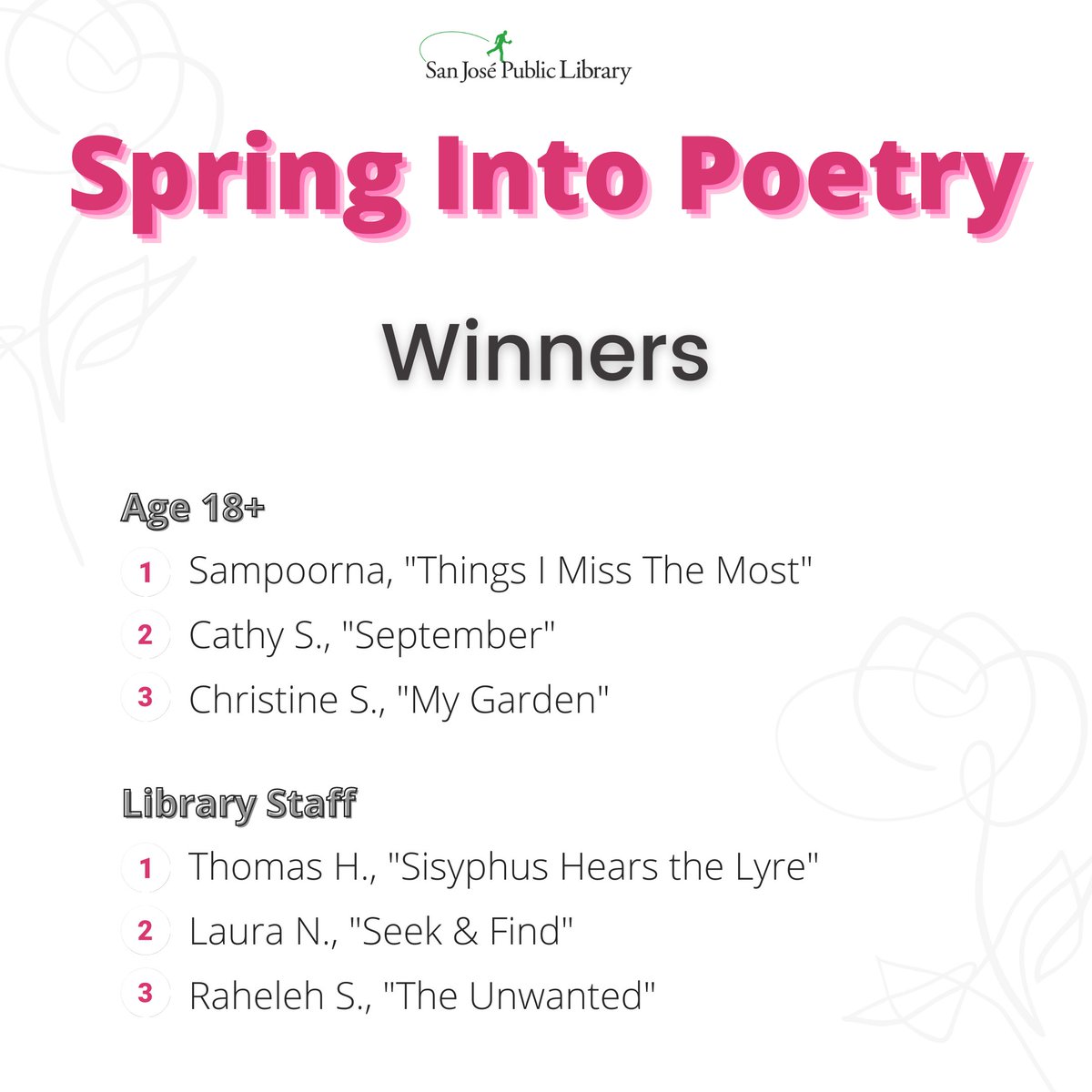 San Jose Library on Twitter: "🎉Congratulations to all of the Spring ...
