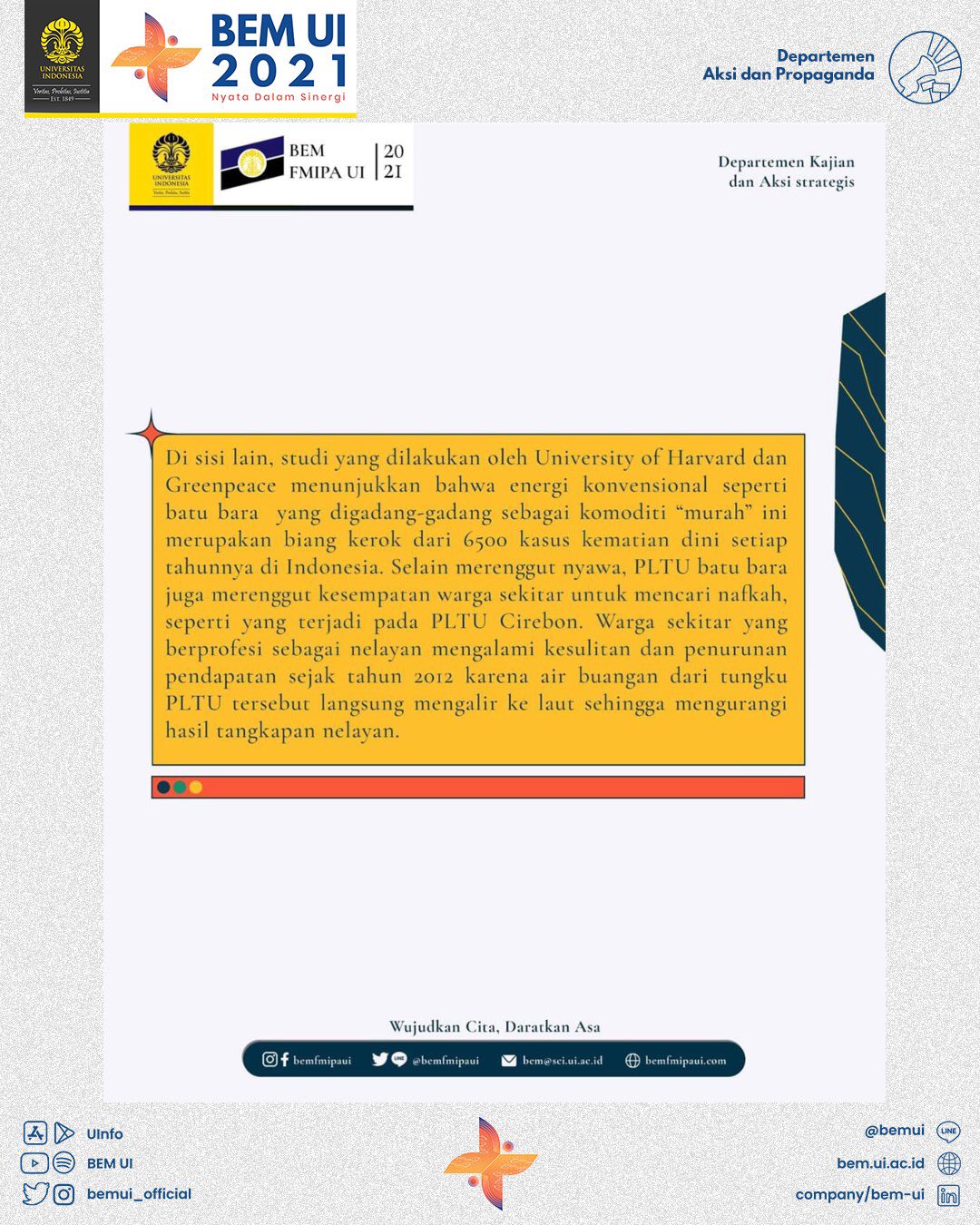 BEM UI on Twitter: "Aliansi Isu Energi Bersih dan Terbarukan BEM UI, BEM FMIPA UI, BEM Vokasi UI ...