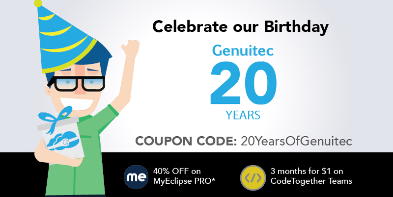 Genuitec on Twitter: "WOOOT! 🥳 It's Genuitec's 20th Anniversary. This is a thank you gift for ...