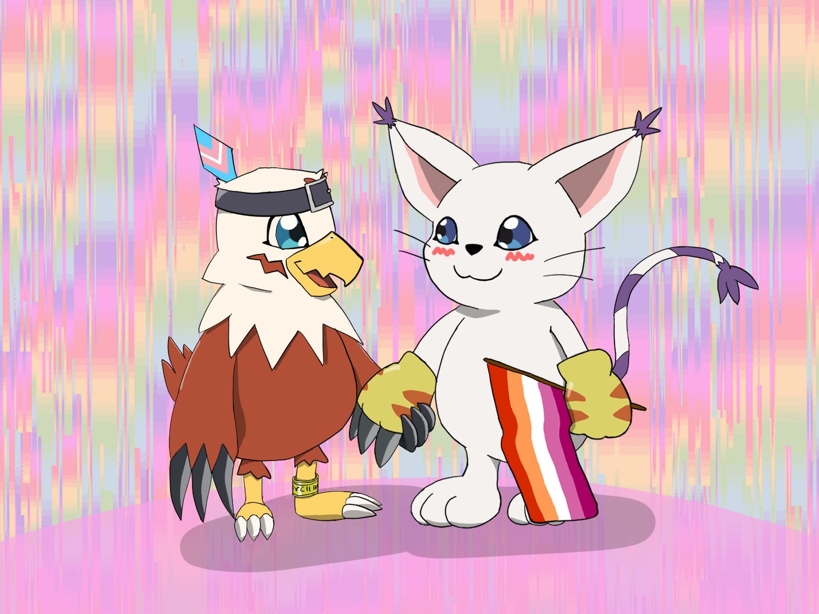 Biyomon And Hawkmon