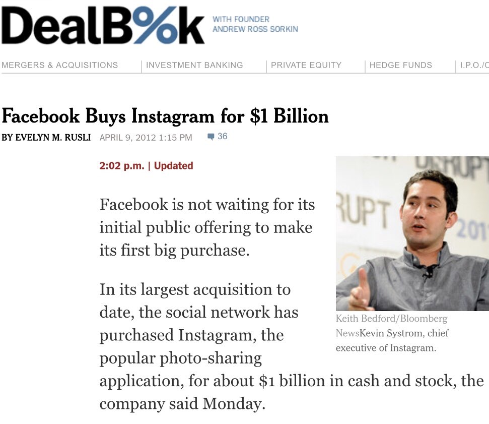 Jon Erlichman on Twitter: "2012: 2021: Facebook buys Instagram’s Instagram for estimated worth ...