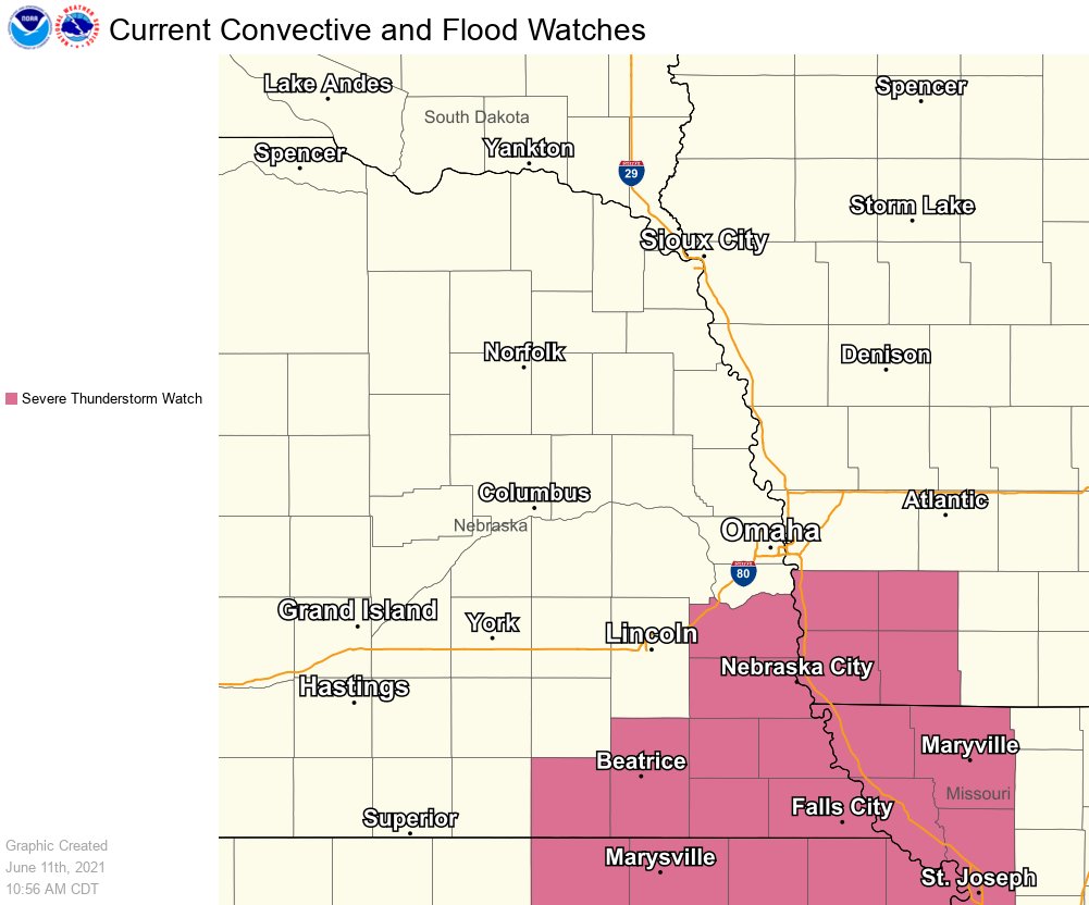 Nws Omaha On Twitter Severe Thunderstorm Watch Continues Until 3 Pm