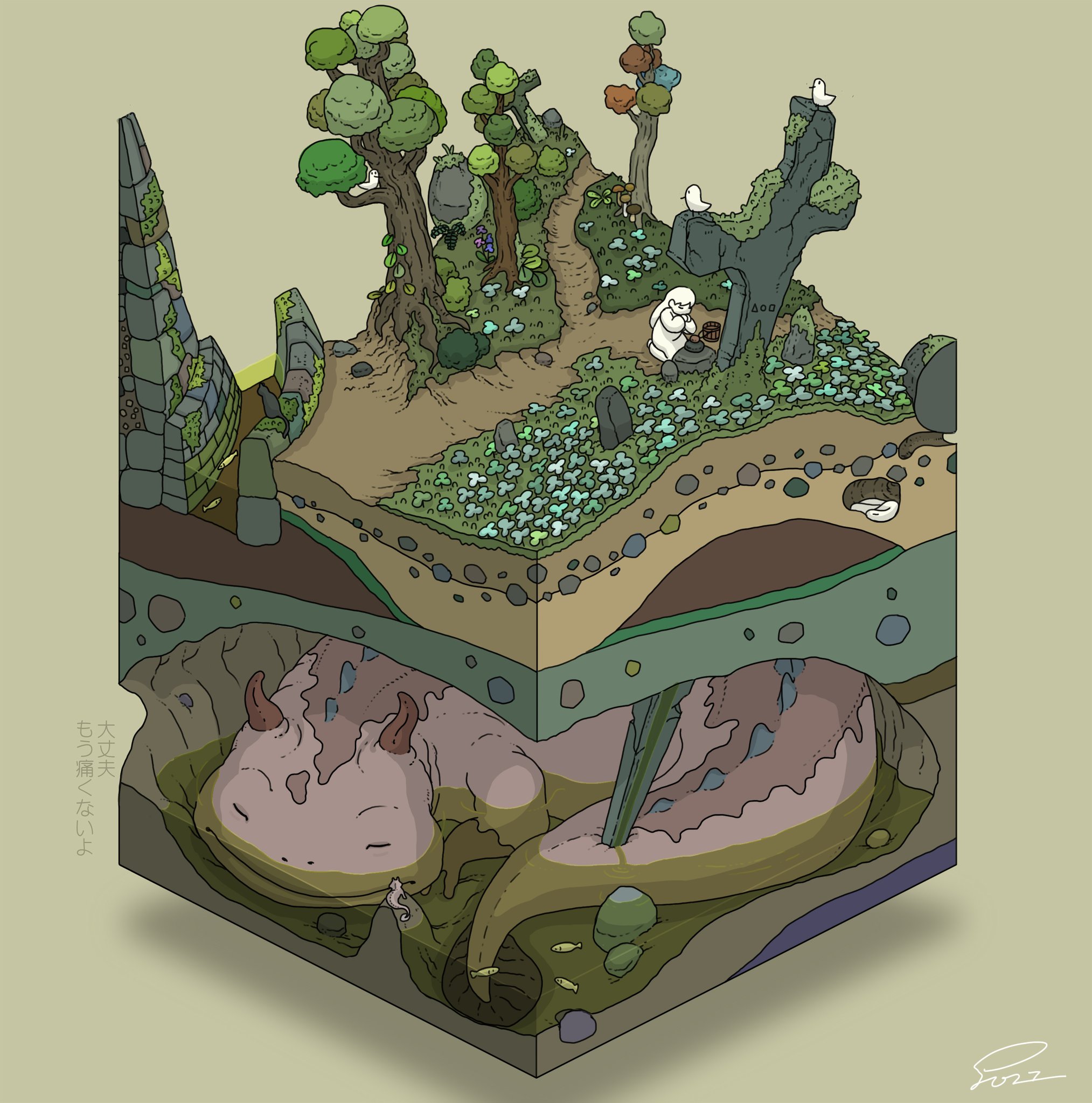 gozz/ごず🏝画集『無人島漂着100日日記』発売中!!! on Twitter: "It's okay, it doesn't hurt anymore…