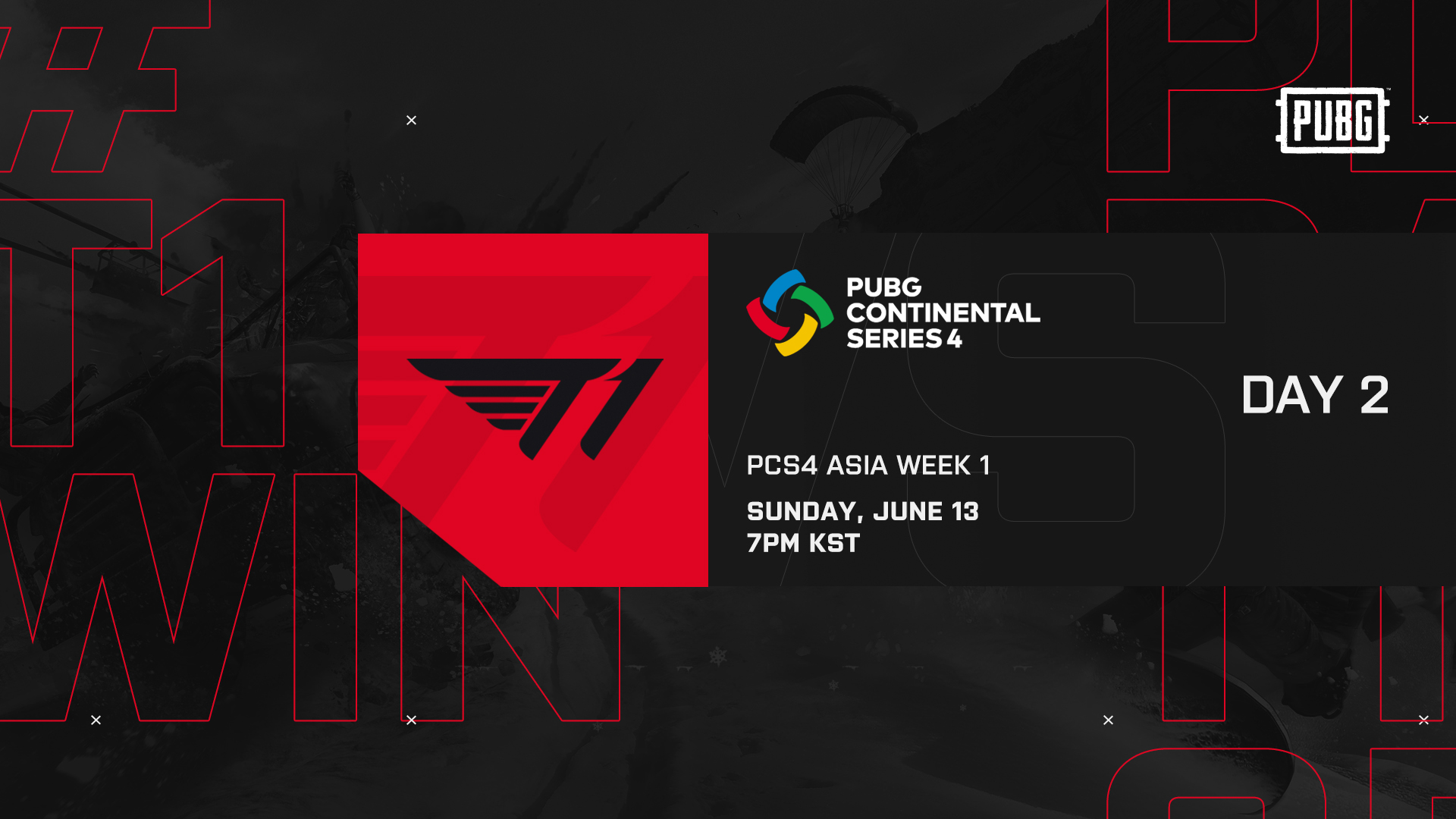 T1 on Twitter: "[#T1PUBG] PCS4 ASIA 자, 무장하고 T1 @PUBG 차에 타셨나요?🪖💣 이제 주변에 총소리가 가까워집니다. 지금 바로 함께해주세요 ...