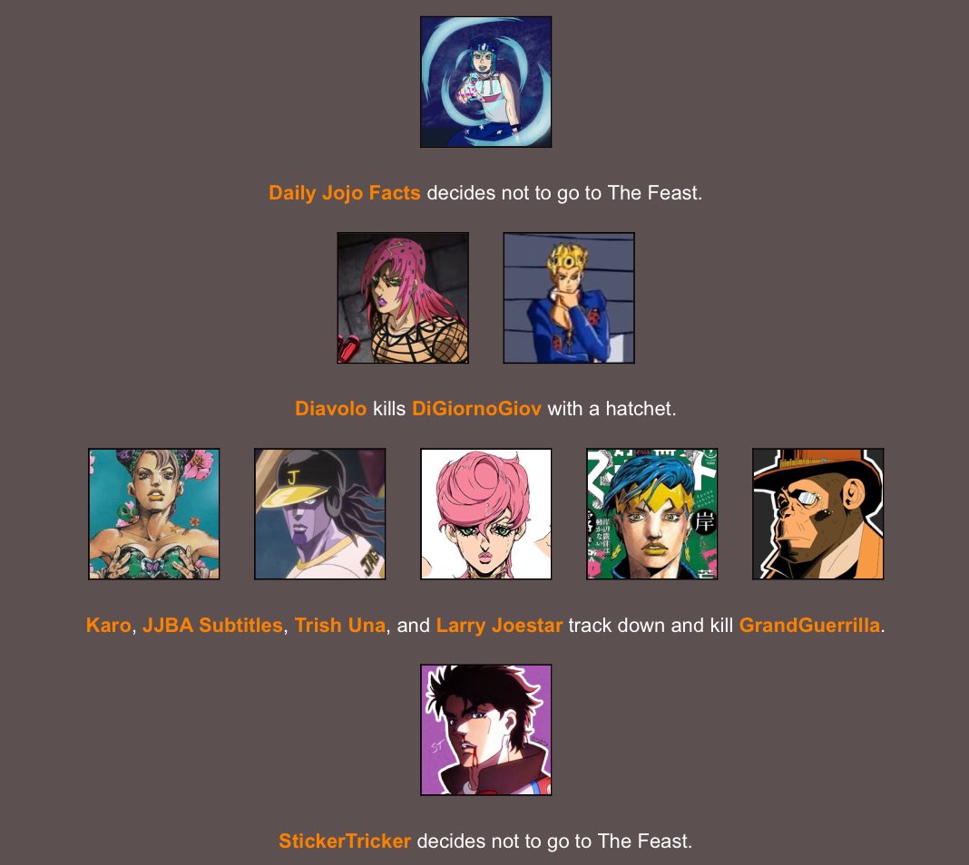 Daily Diavolo Deaths #JoJoTwTHungerGames2 on Twitter: