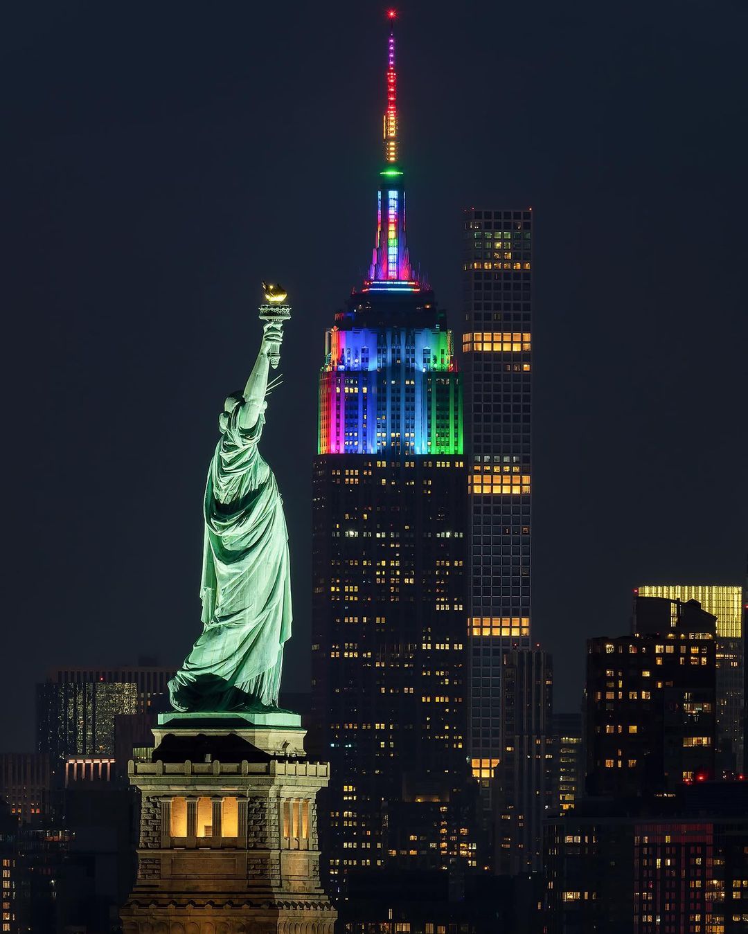 Empire State Building Pride Colors Empire State Building's Lights Turn