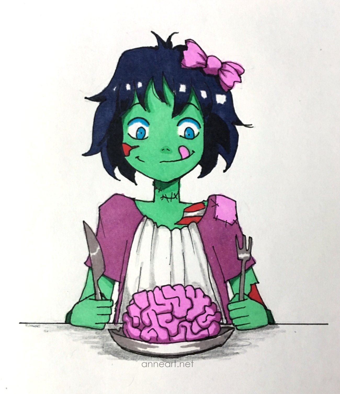 Pretty Zombie Girl Drawing