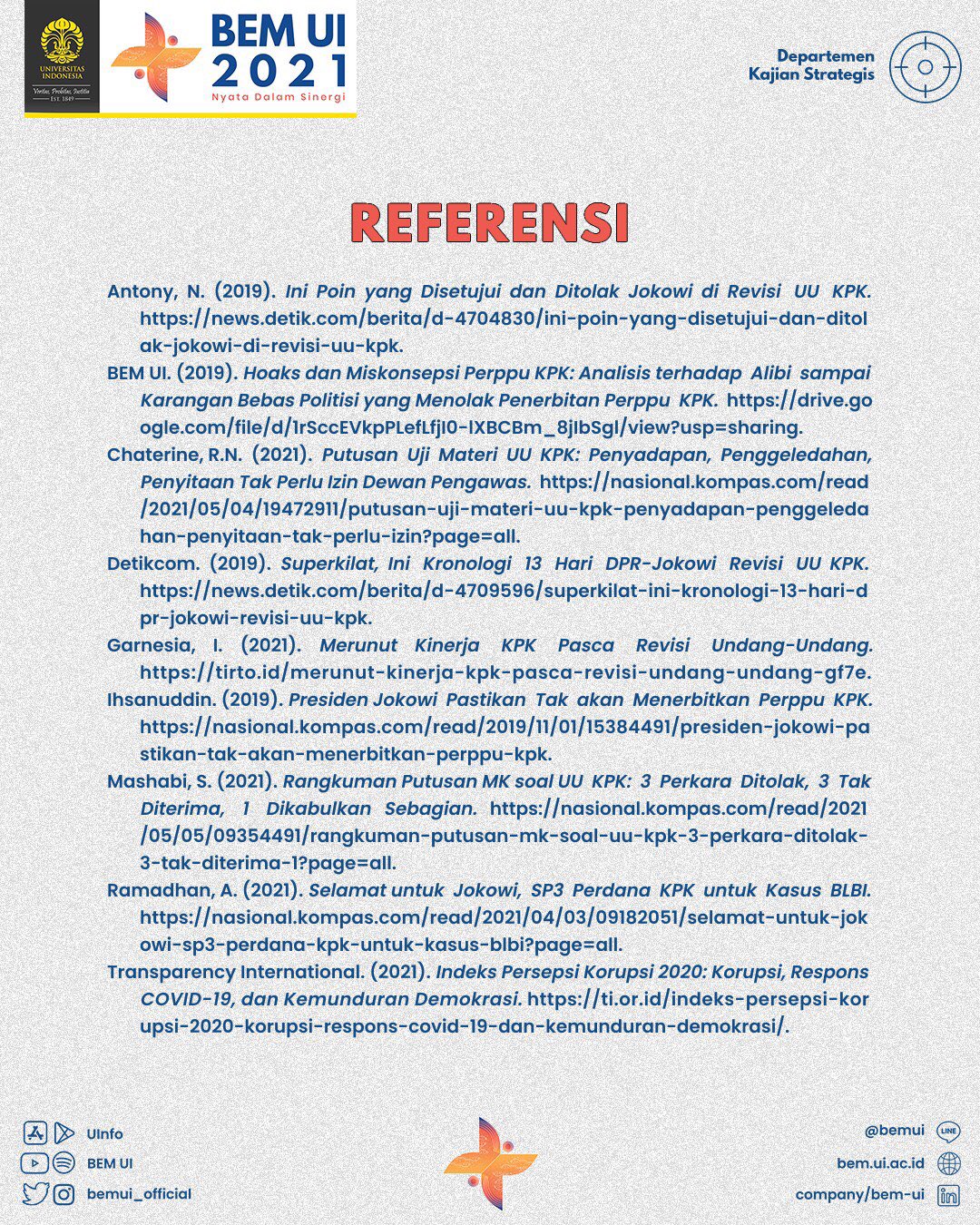 BEM UI on Twitter: "Aliansi Kebebasan Korupsi BEM UI, BEM FISIP UI, BEM FH UI, BEM IKM FK UI ...
