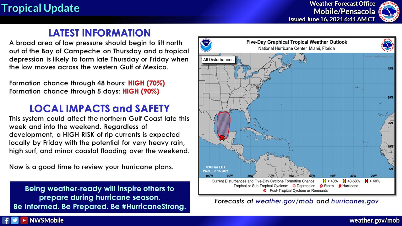 Nws Mobile On Twitter 🌀 7am Tropical Update 06 16 A Broad