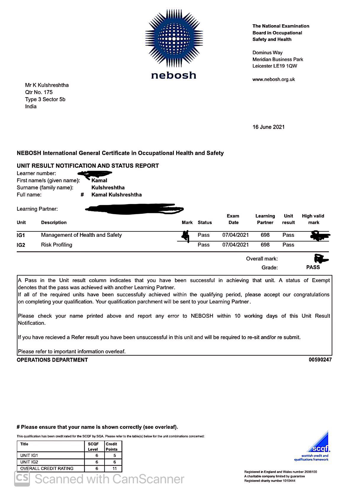 kamal kulshrestha on Twitter: "Today I have received mark sheet from @NEBOSHTweets https://t.co ...