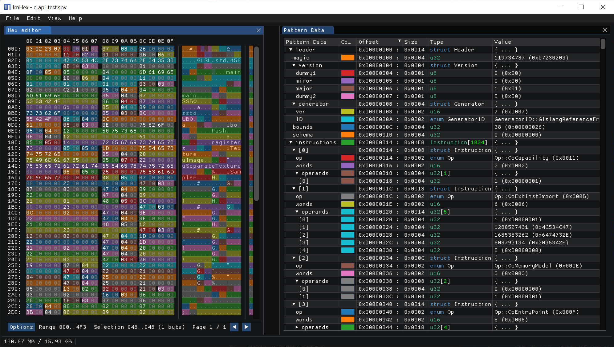 Fabian Wahlster on Twitter: "I'm using @WerWolv ImHex to inspect SPIR-V #vulkan #shaders while ...