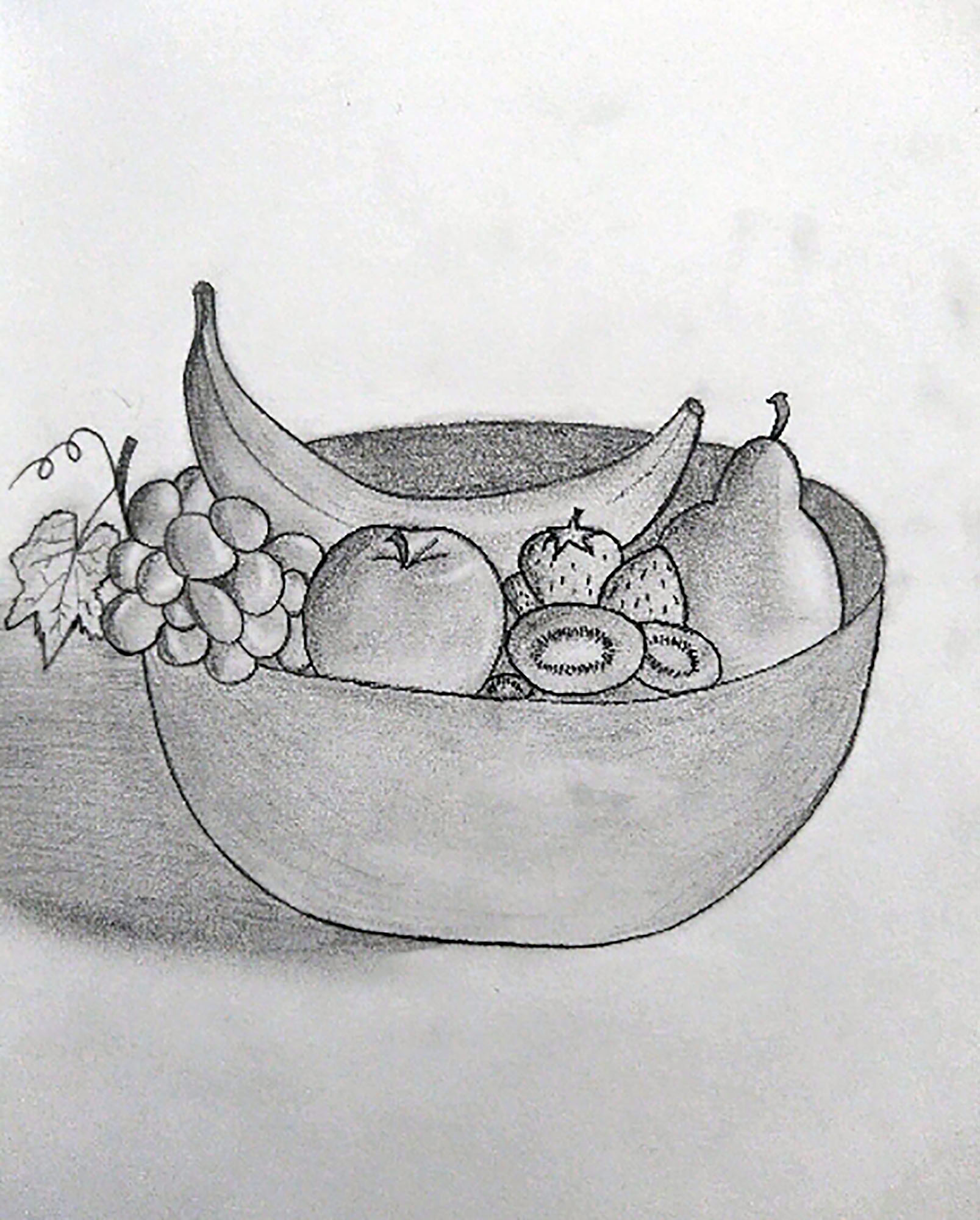 Still Life Fruit Bowl Drawing