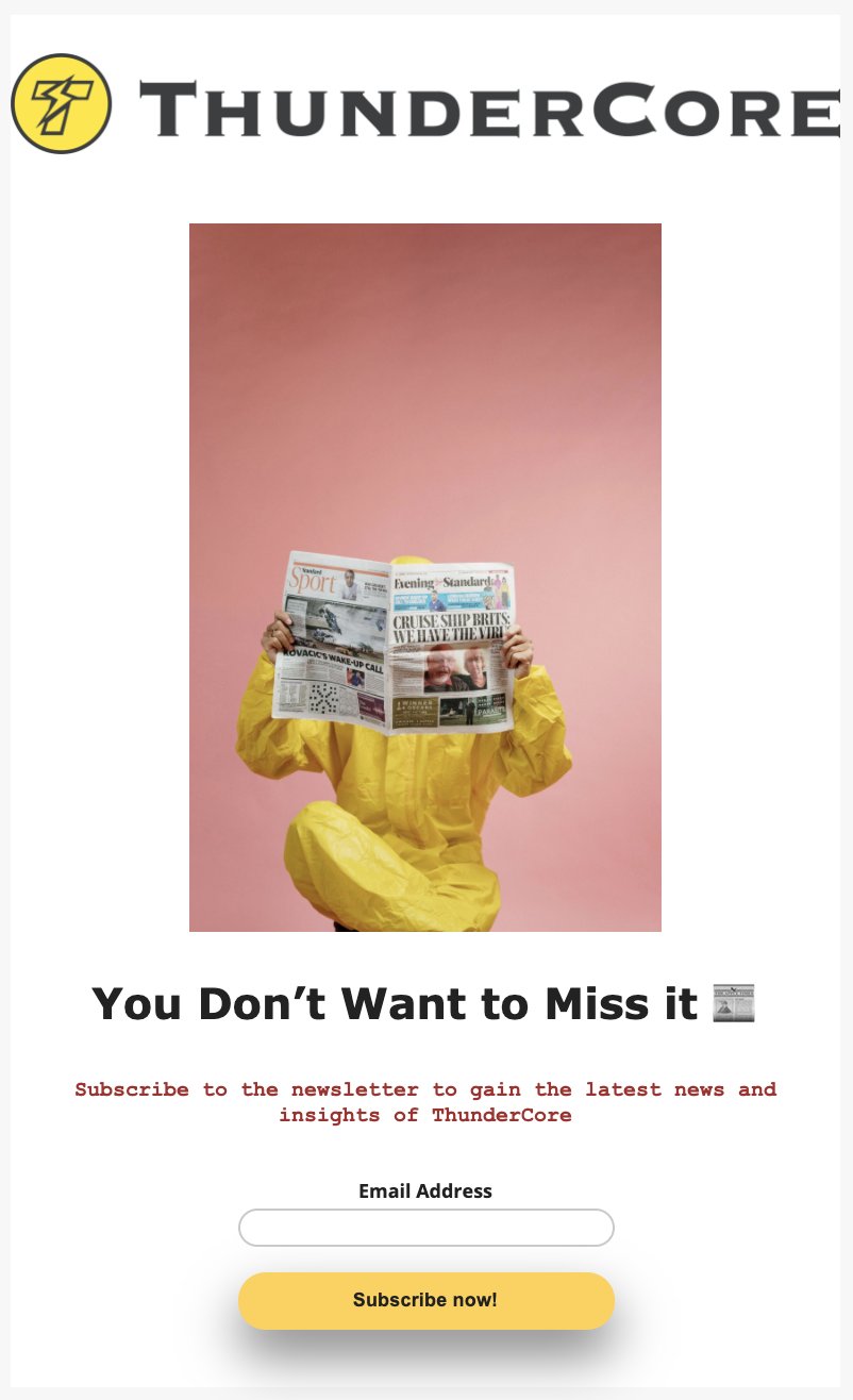 ThunderCore Official on Twitter: "Did you know our newsletter got redesigned? Subscribe to stay ...