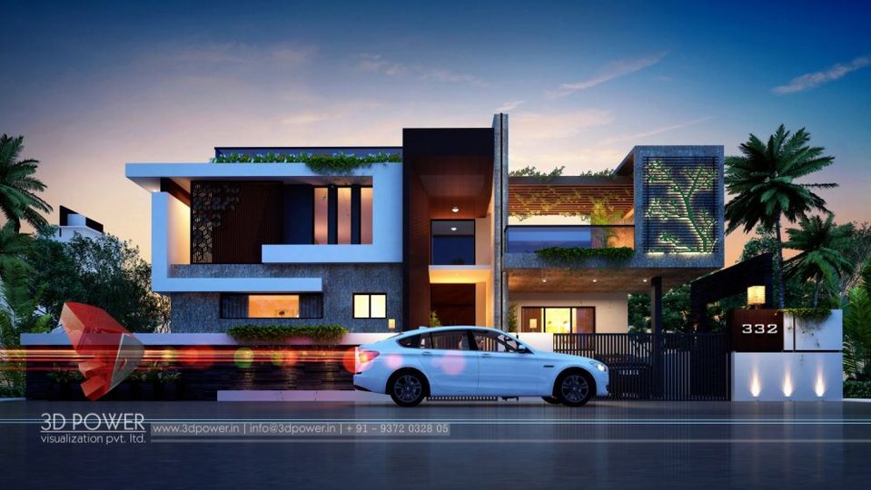 3D Power on Twitter: "#ultramodernhomedesigns Elegant modern home design and night render ...