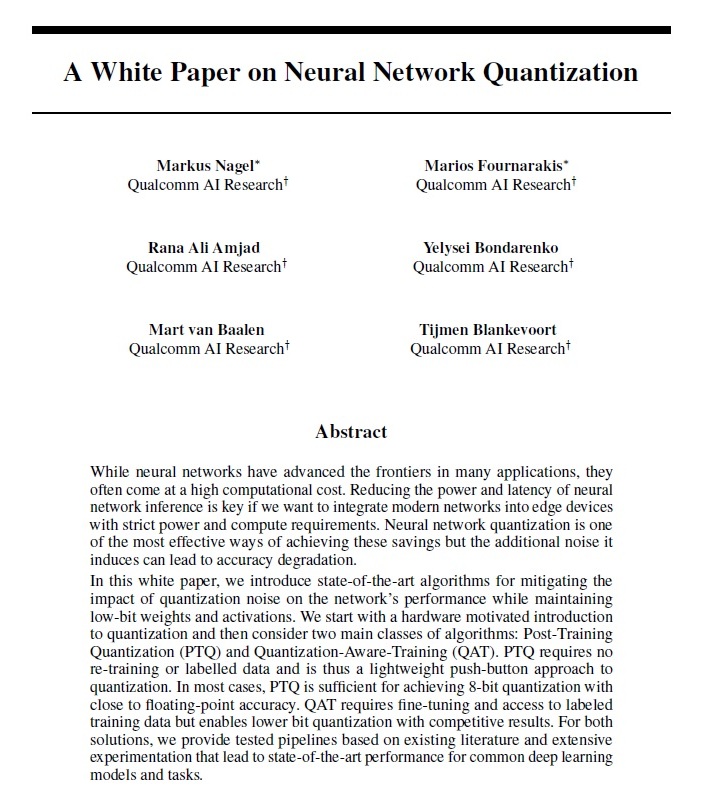 OGAWA, Tadashi on Twitter: "=> "A White Paper on Neural Network Quantization", Qualcomm AI ...