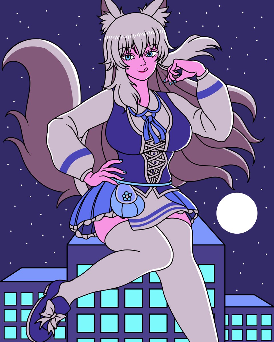 「💜 Full Moon Awoo 💜 Artist: @arsnzip 」|Lumi 💙 Vtuberのイラスト