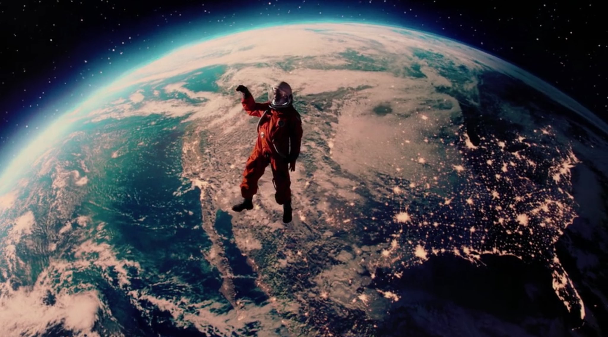 Superman Floating In Space