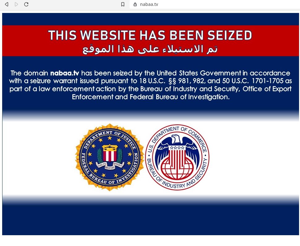 Update: Al Kawthar TV Nabaa domain names were also seized. Seized #Iran ...