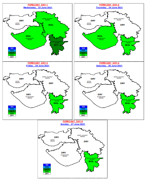 Forecast for rains in Gujarat in next five days | DeshGujarat