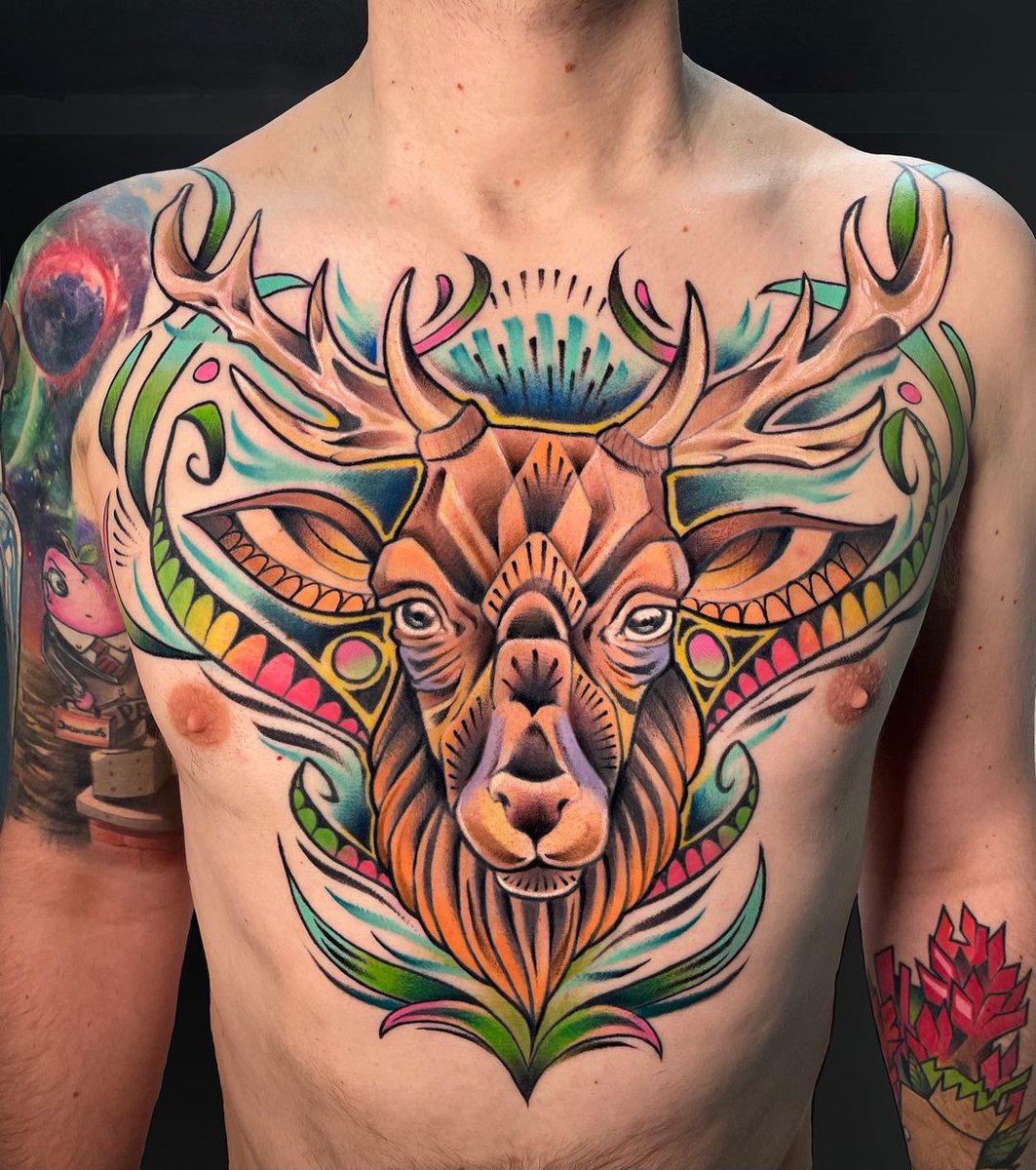 Deer Chest Tattoo