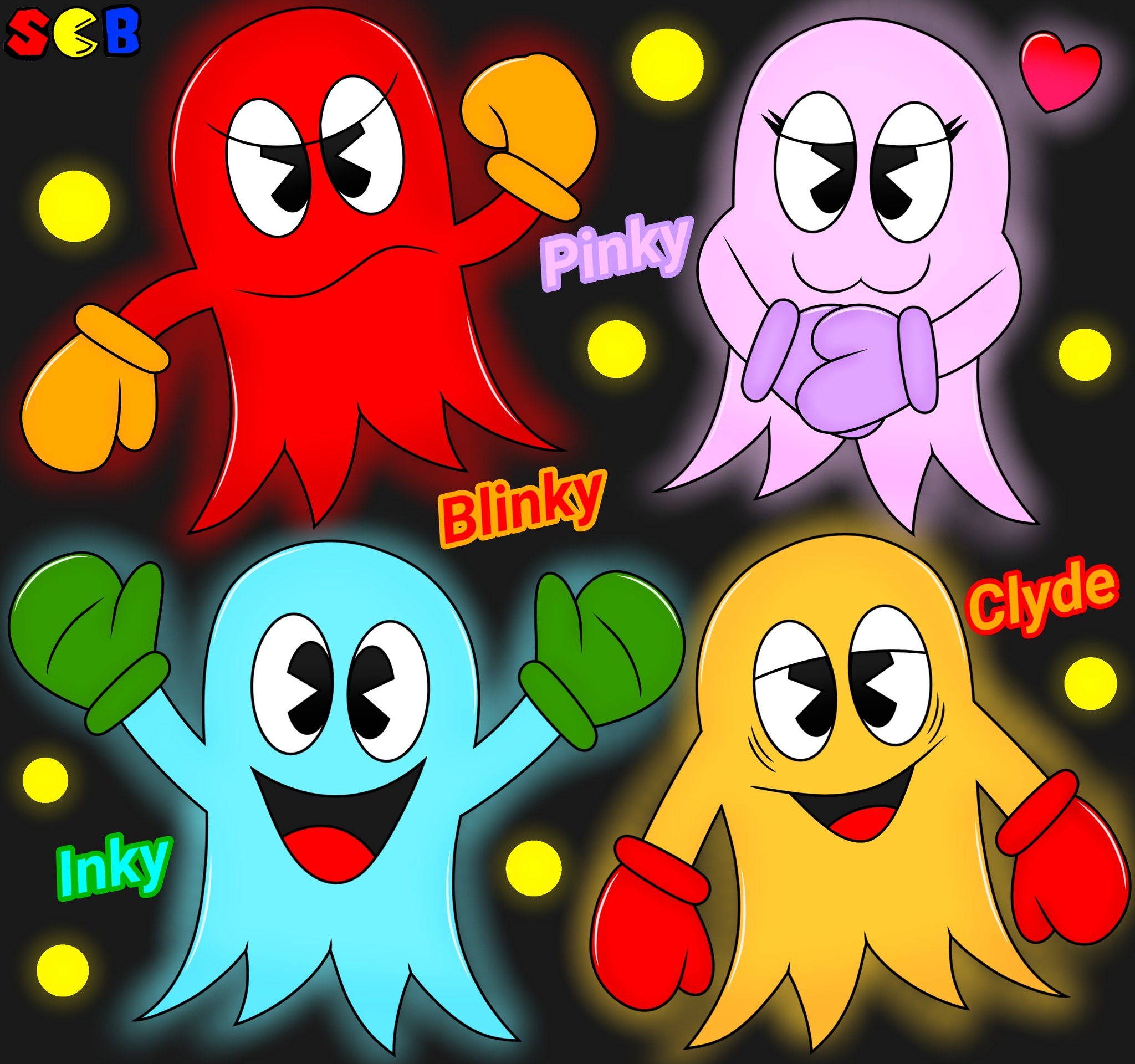 Pac Man Blinky Pinky Inky Clyde