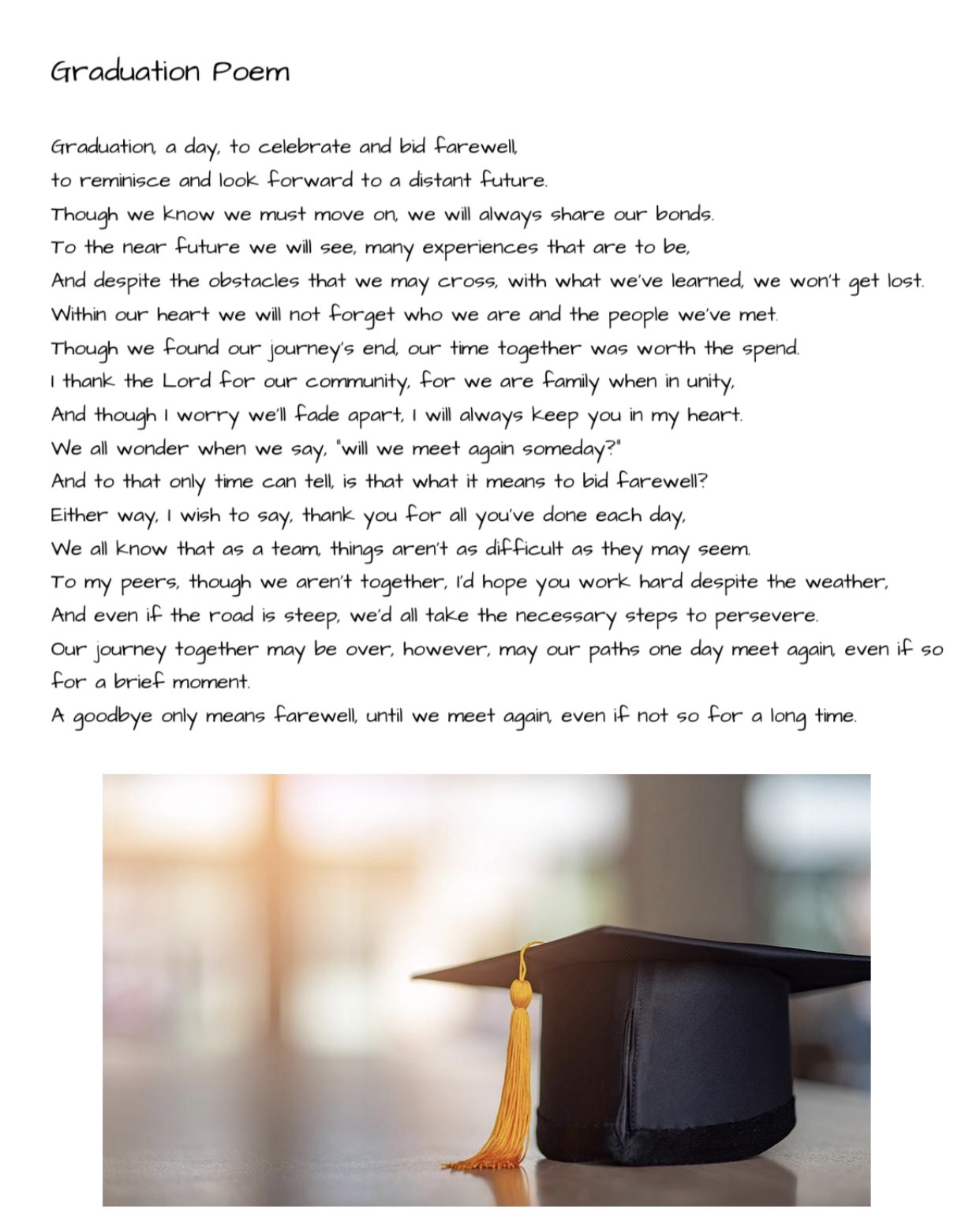 High School Graduation Poems