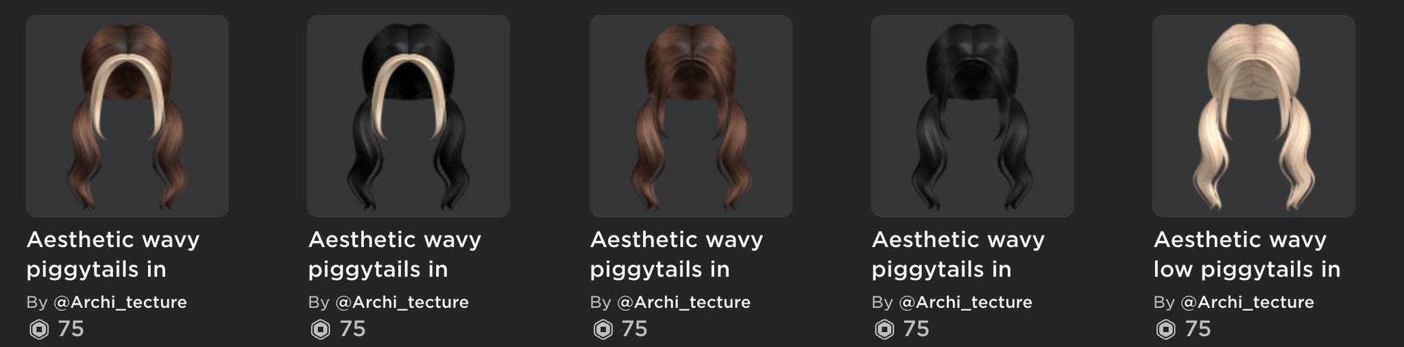 Archi_tecture on Twitter: "💜Wavy pigtails out now in 5 colours, only for 75 robux! Now available ...