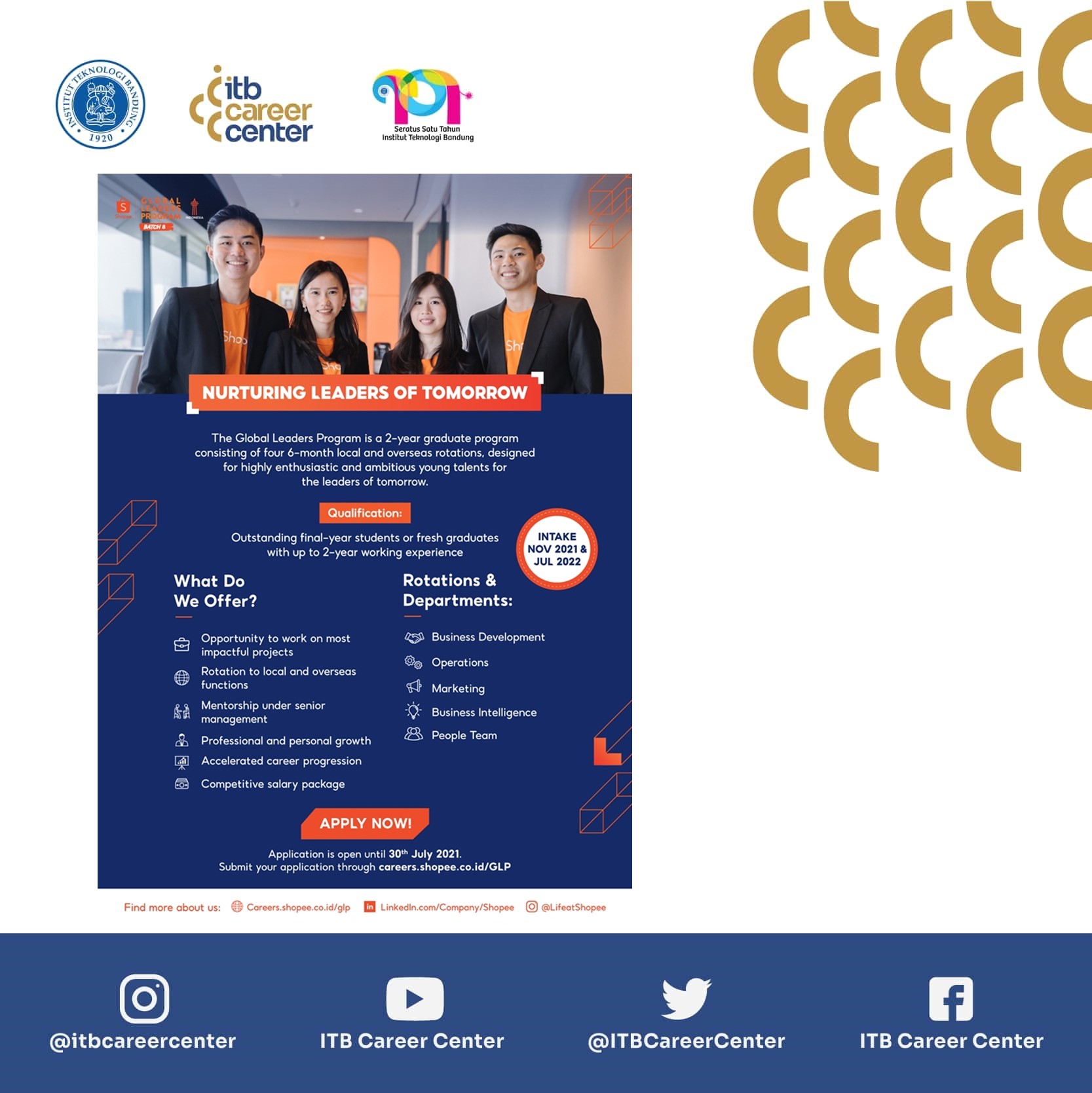 ITB Career Center on Twitter: "[JOB VACANCY] Shopee Global Leaders Program (GLP) Indonesia for ...