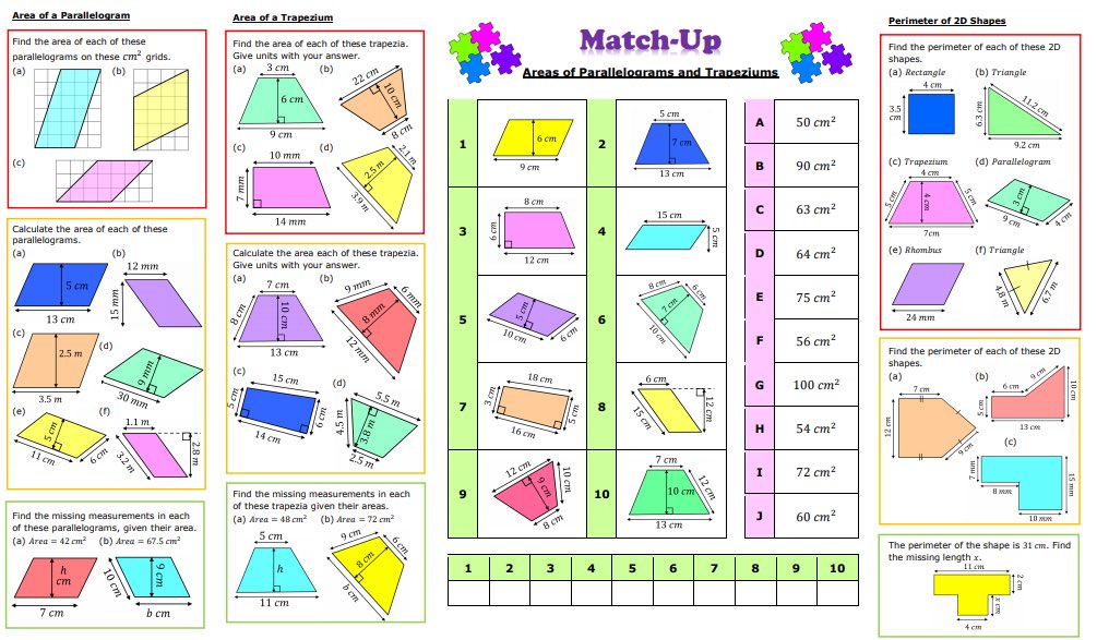 Shapes Worksheet Ks3