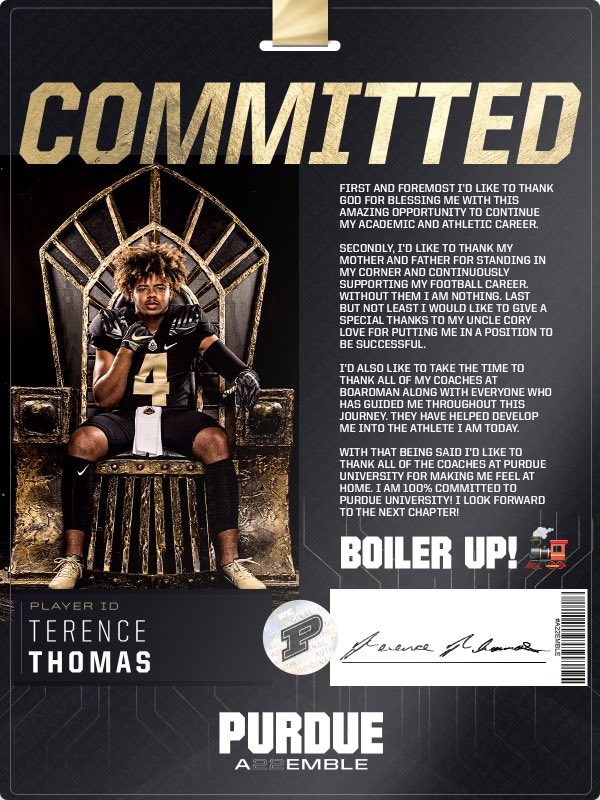 2022 3* WR Terrence Thomas commits to Purdue : r/CFB