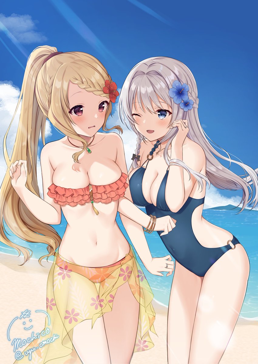 「水着のももみたちゃん🌺🌺 」|柏 もちこ🍣5th day2のイラスト