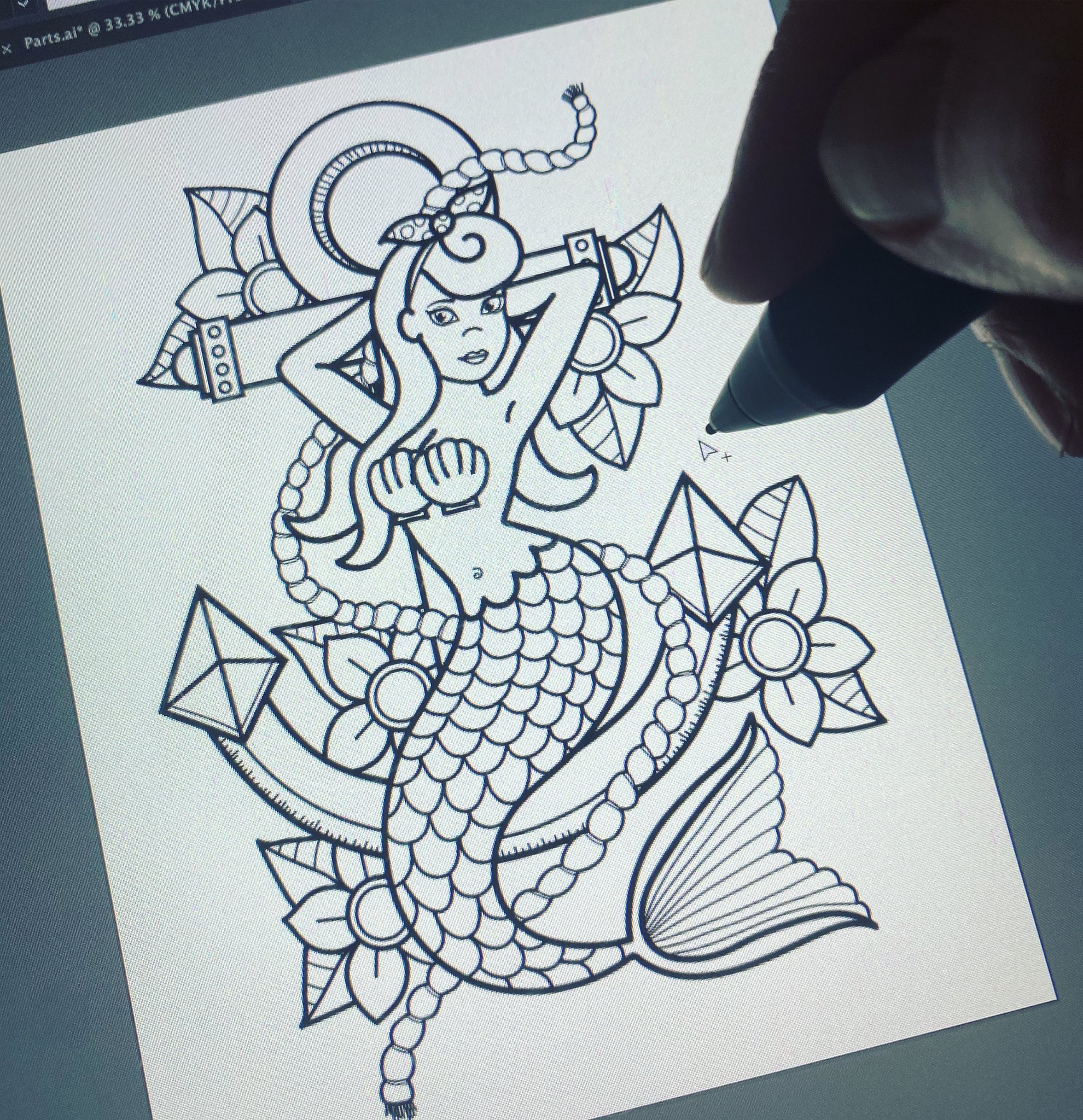 Traditional Mermaid Tattoos Black And Grey Mermaid Tattoo Done By